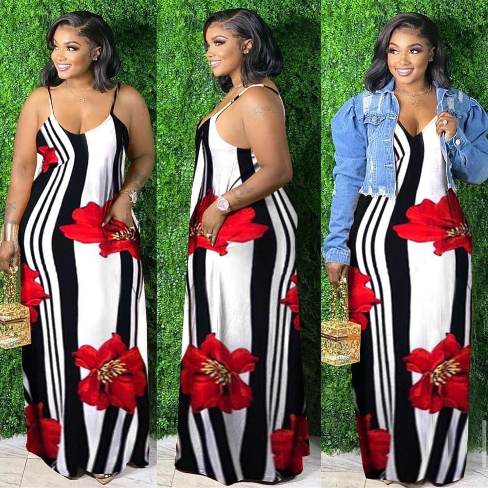 Red Flower Maxi Dress | Foxy And Beautiful Boutique