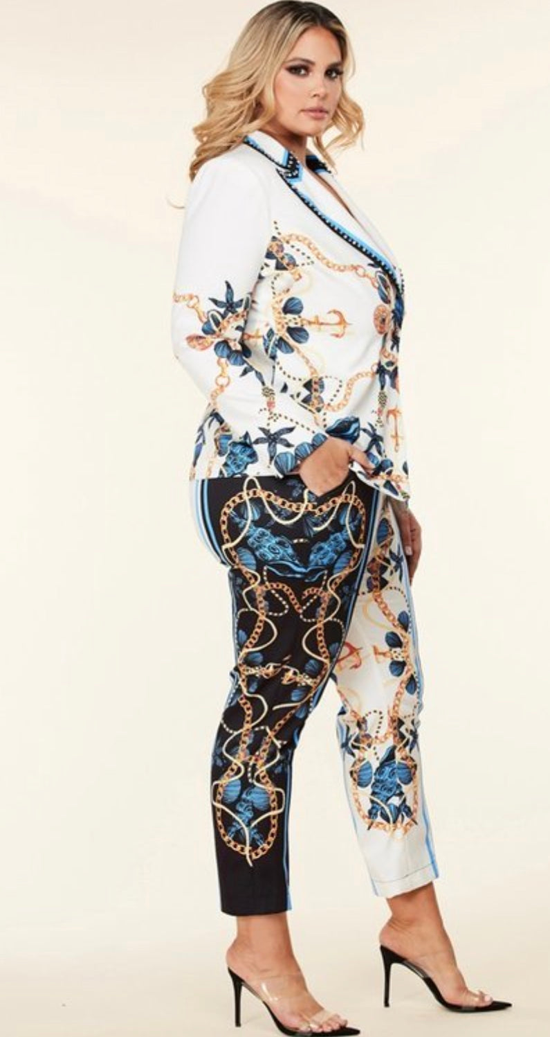 Nautical Print Pant Suit | Foxy And Beautiful Boutique