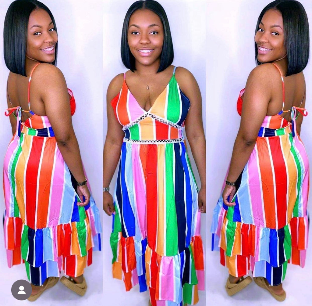 Rainbow Maxi Dress | Foxy And Beautiful Boutique